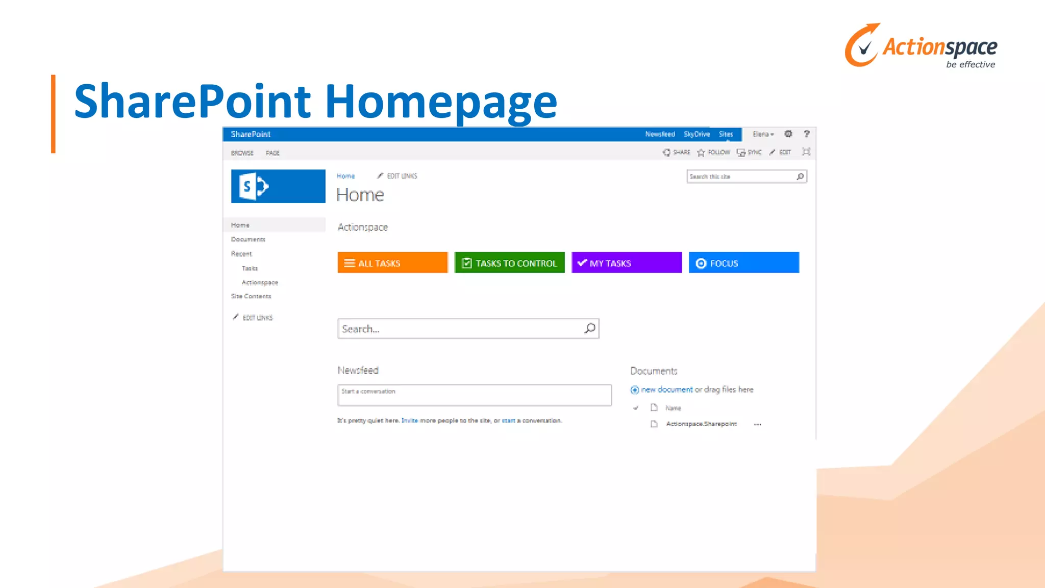 Actionspace SharePoint screens (SP 2013 and Office 365) | PPT