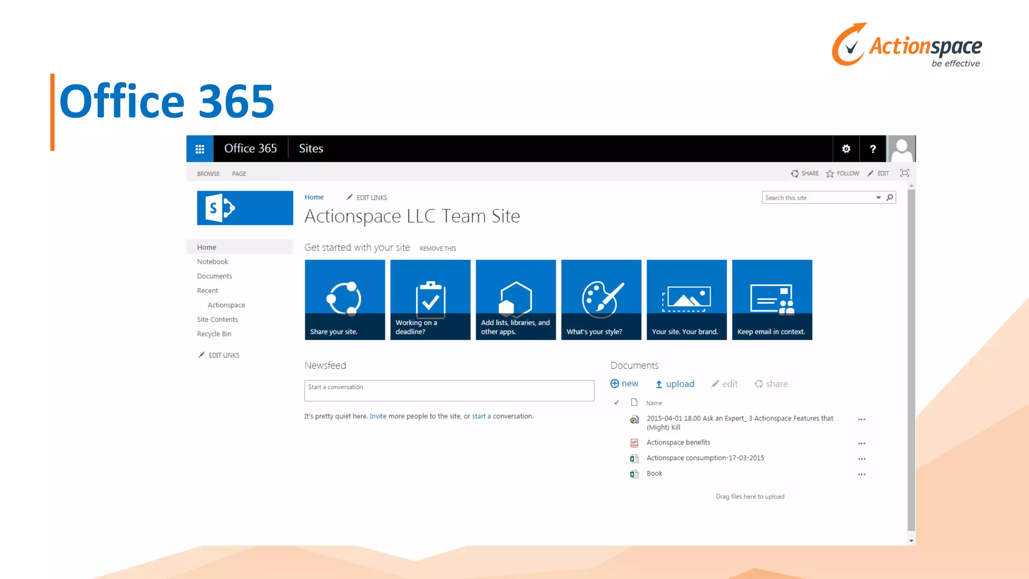 Actionspace SharePoint screens (SP 2013 and Office 365) | PPT