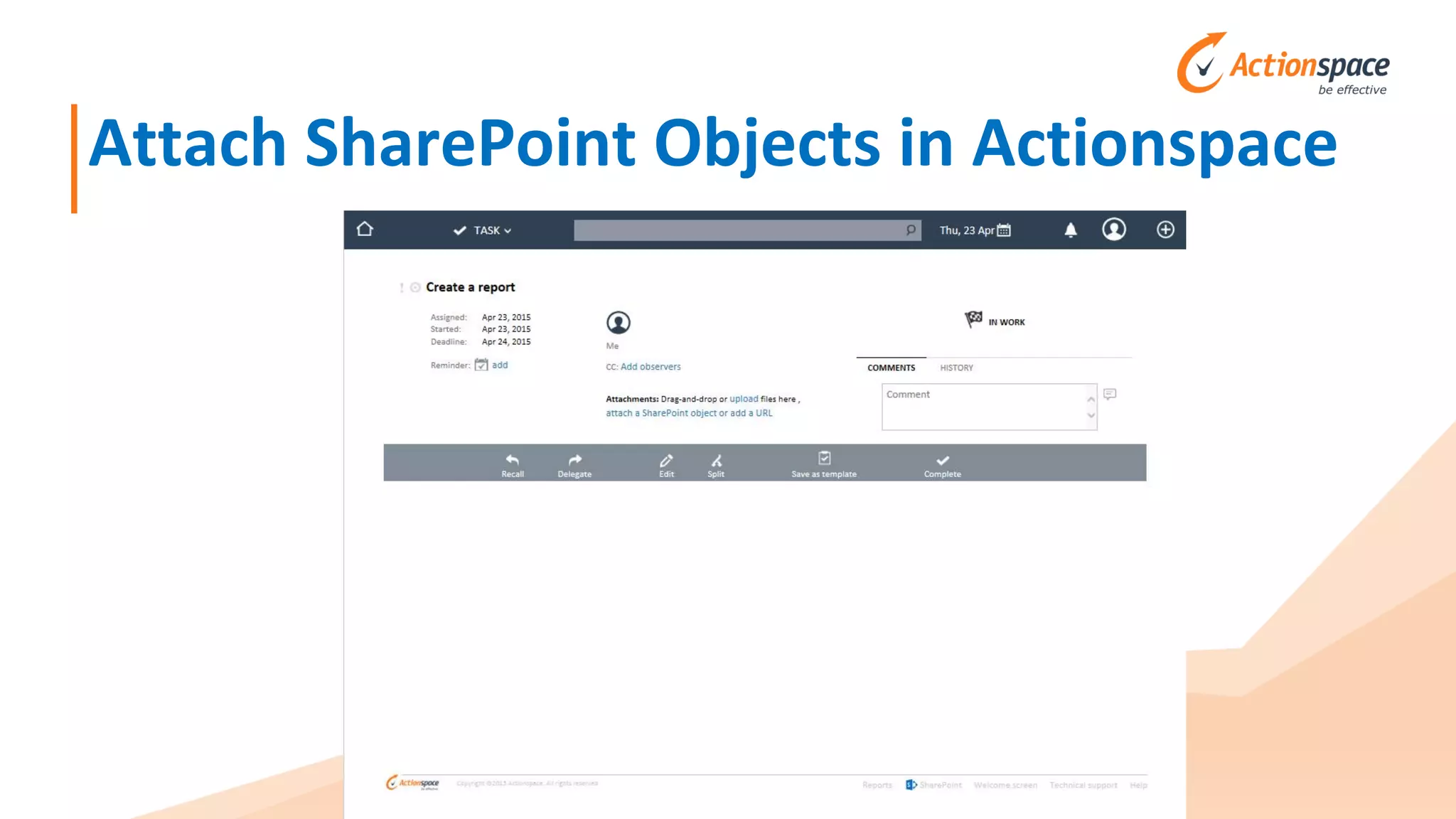 Actionspace SharePoint screens (SP 2013 and Office 365) | PPT