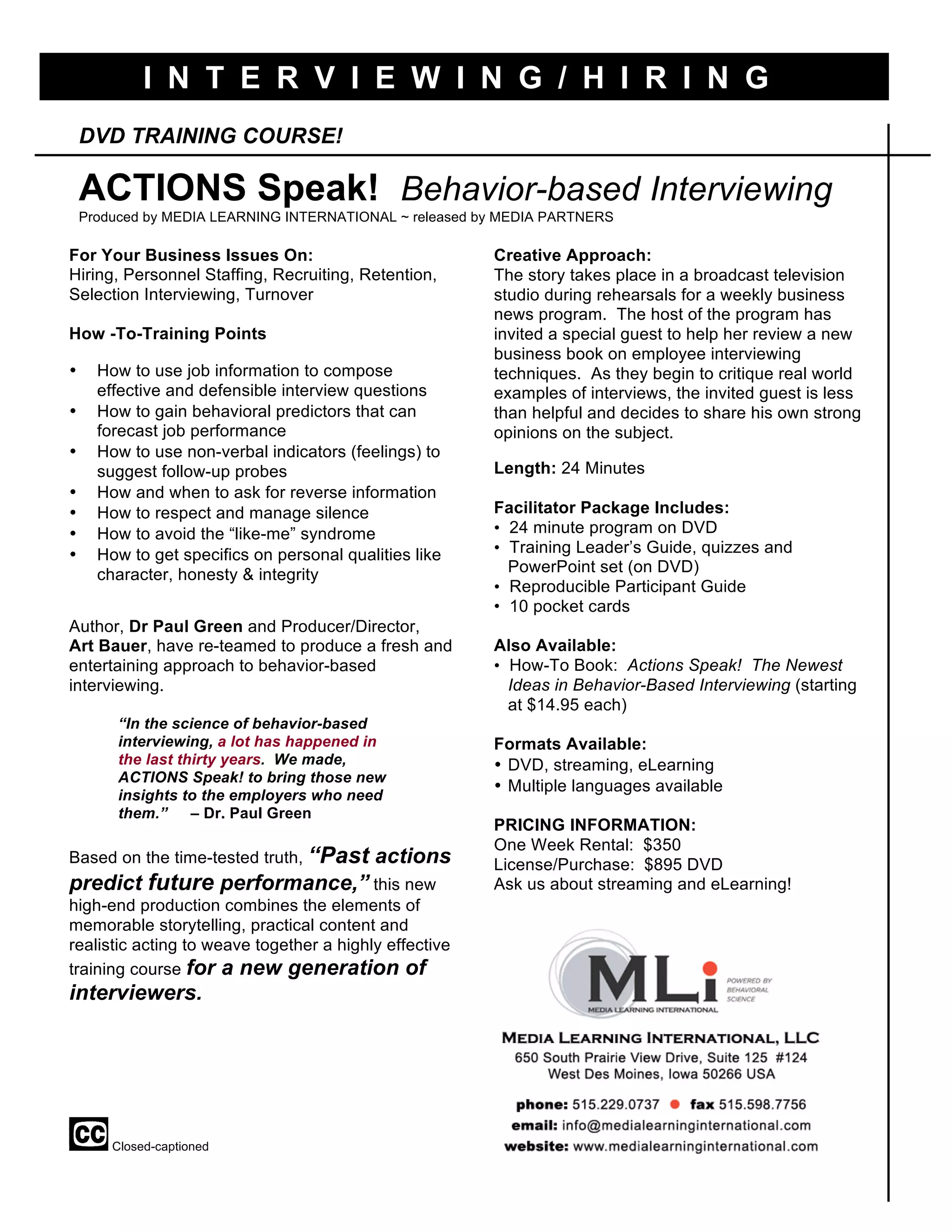 Actions Speak! Behavior-based Interviewing | PDF