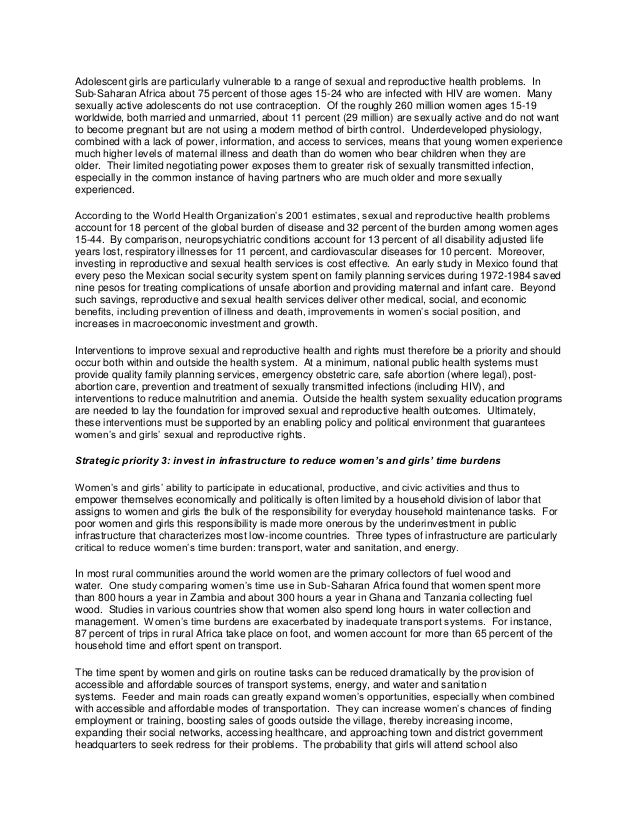 Action to empower women report on education and gender equality