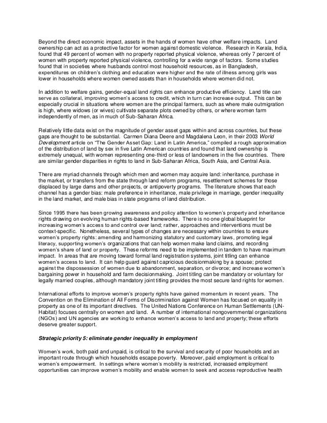 Action to empower women report on education and gender equality