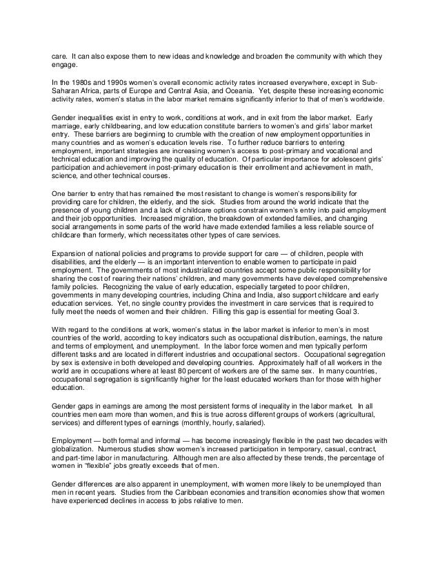 Action to empower women report on education and gender equality