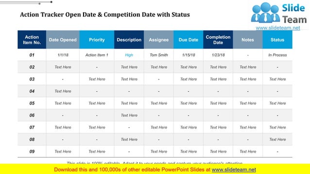 Action Tracker Activities Planning And Time Management Business Task | PPT
