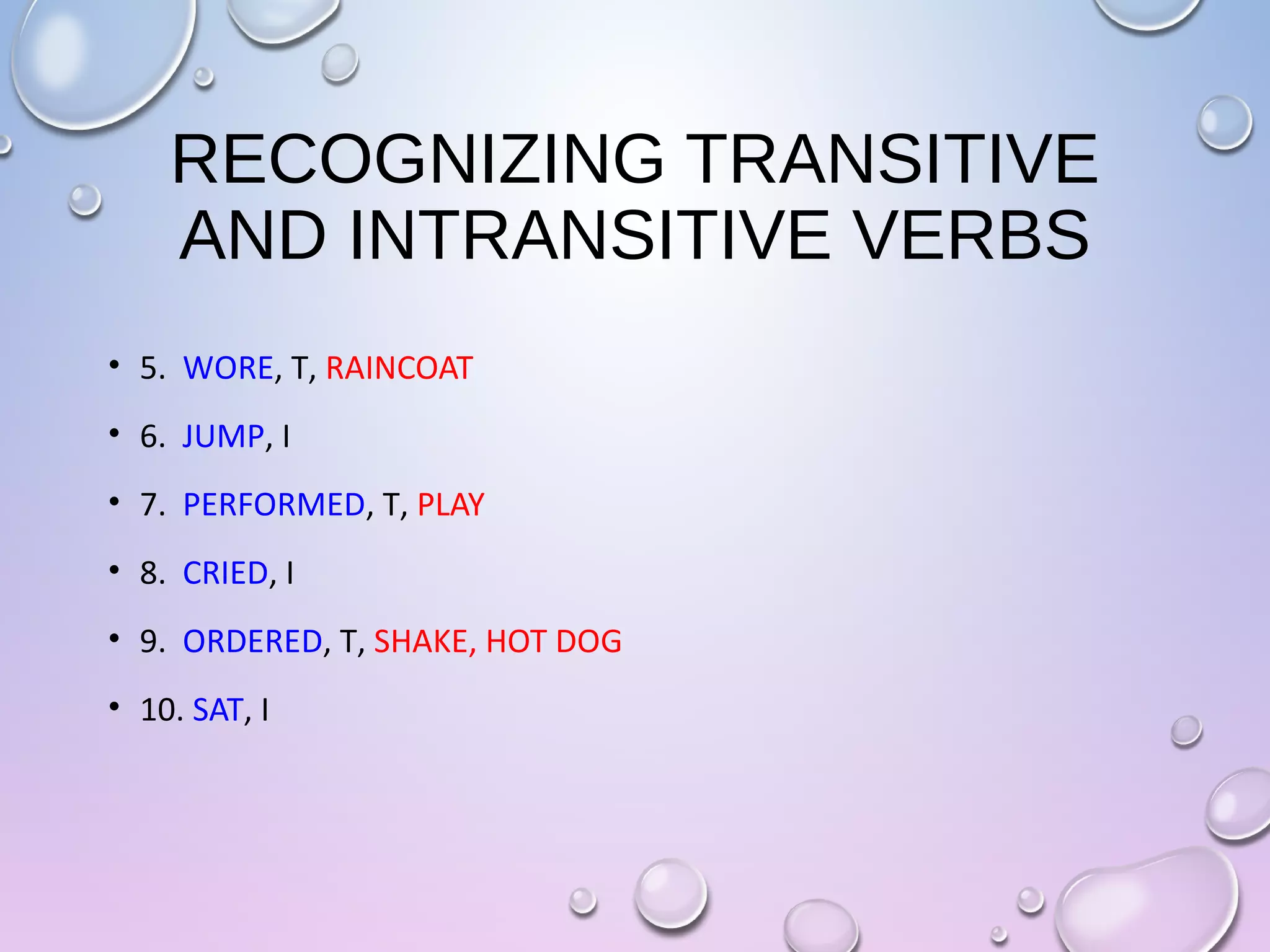 Action transitive intransitive verbs | PPT