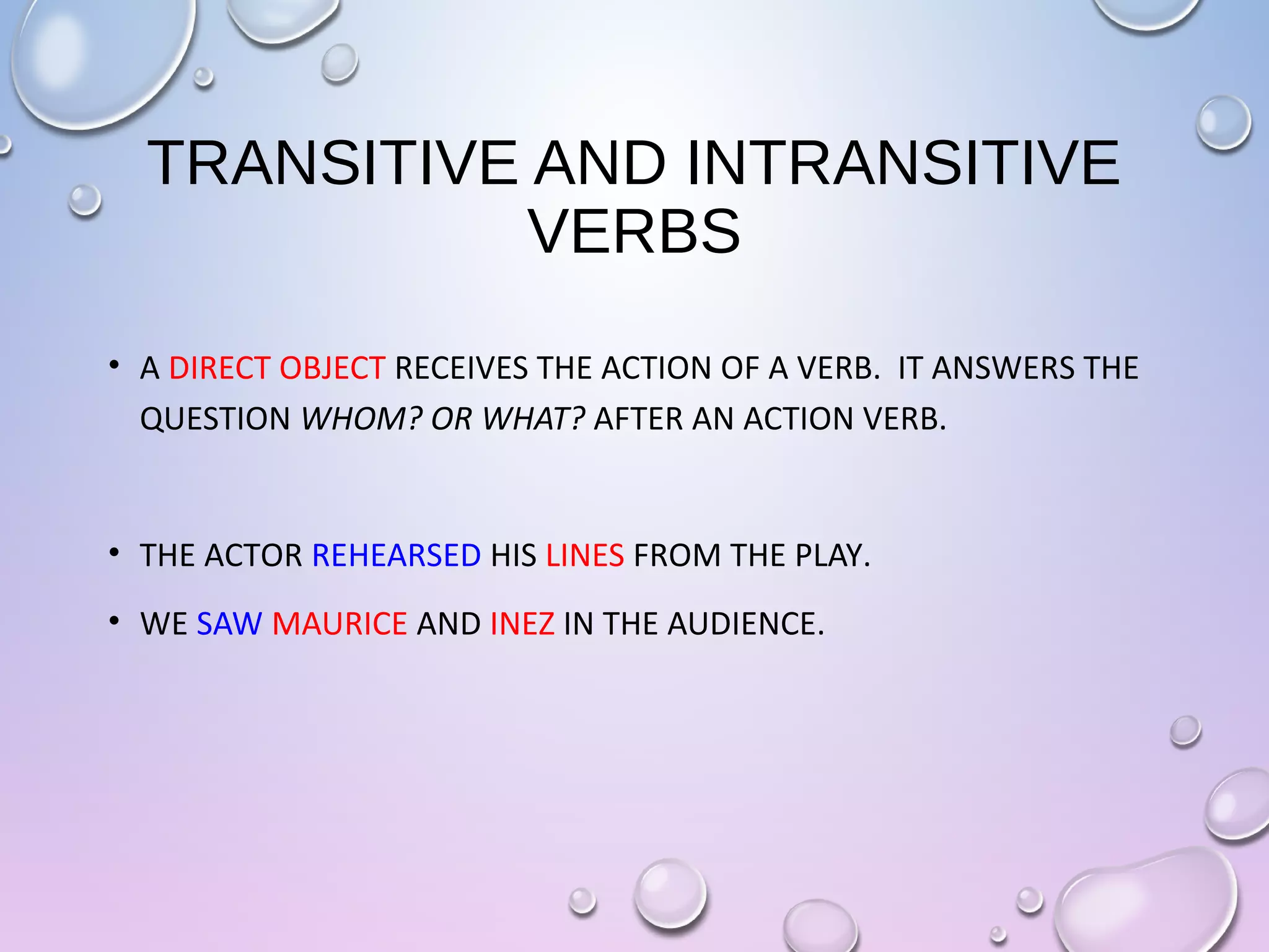 Action transitive intransitive verbs | PPT