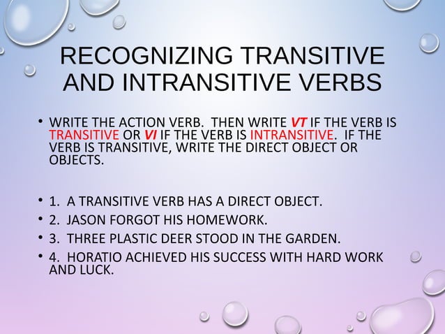 Action transitive intransitive verbs | PPT