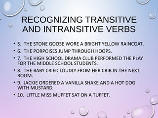 Action transitive intransitive verbs | PPT