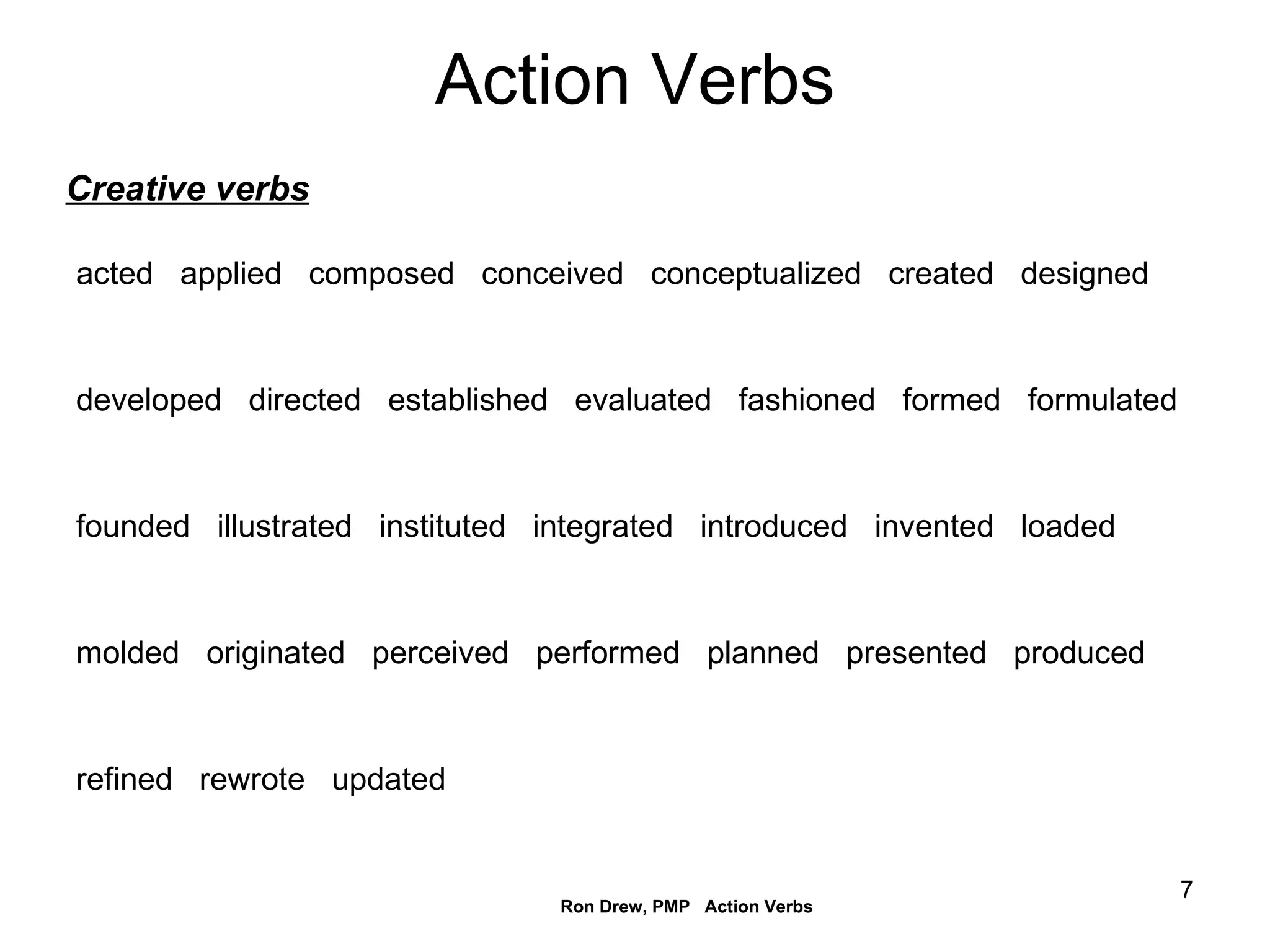 RDrew Action Verbs | PPT