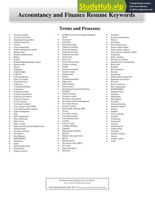 Action Verbs Accountancy And Finance Resume Keywords | PDF