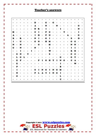 Action verbs present continuous wordsearch | PDF