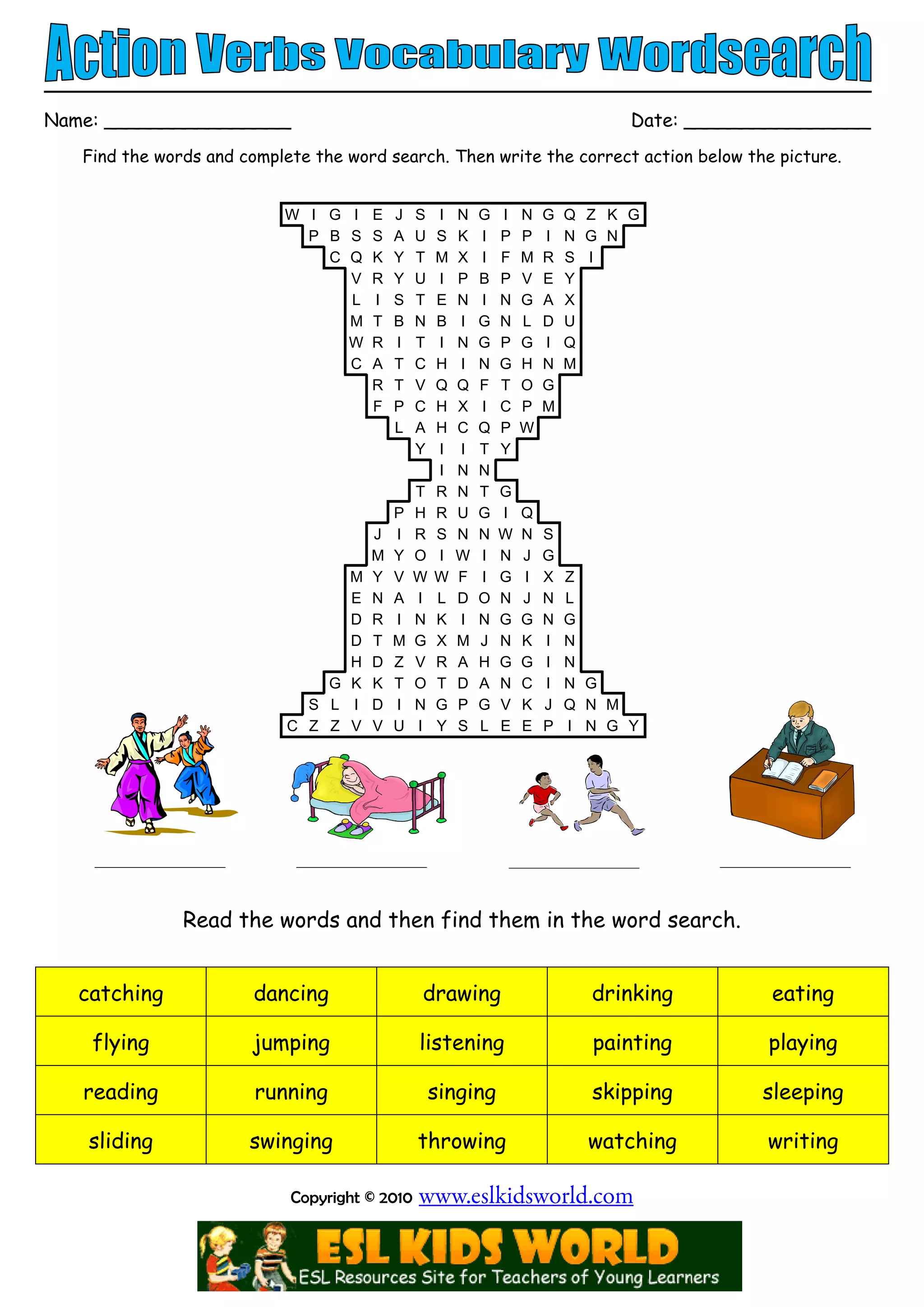 Action verbs wordsearch | PDF