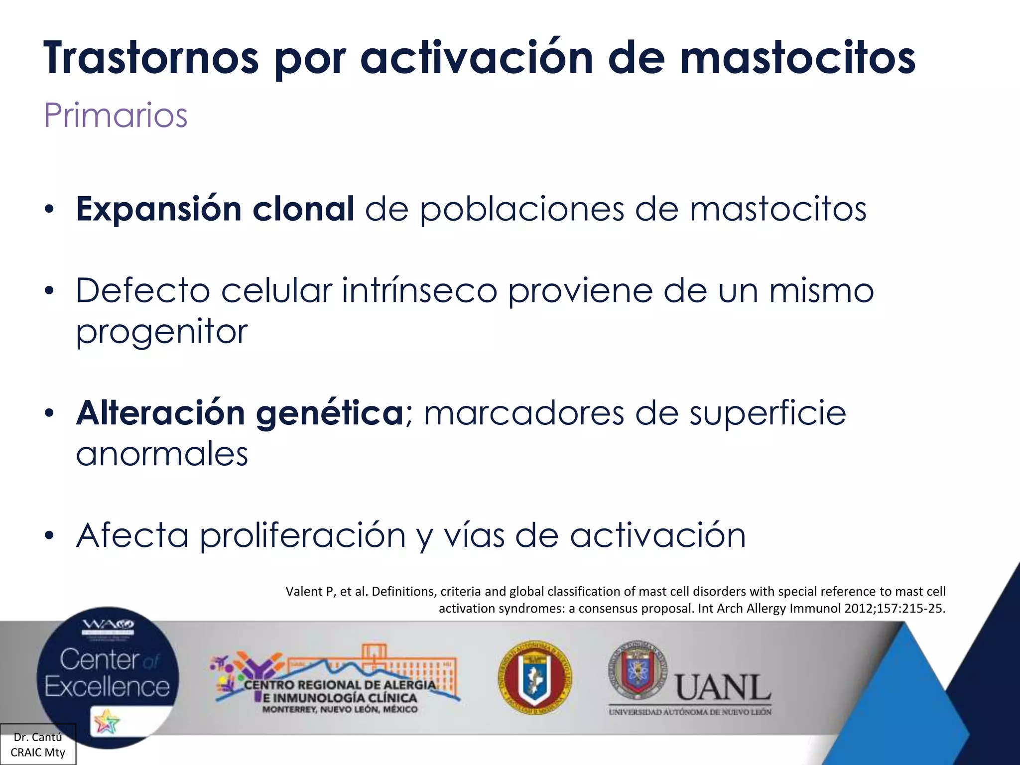 Trastornos por activación de mastocitos | PPT