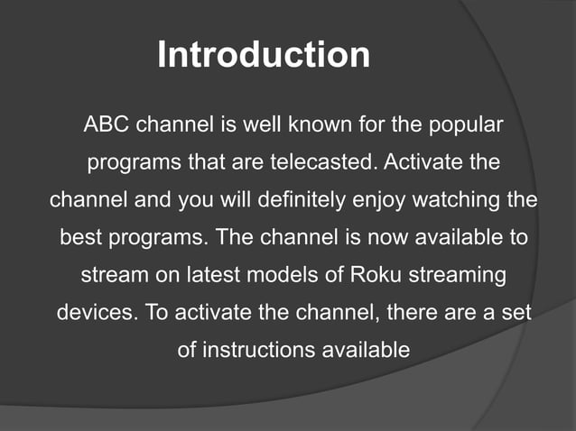 Activate abc Channel On Roku | PPT
