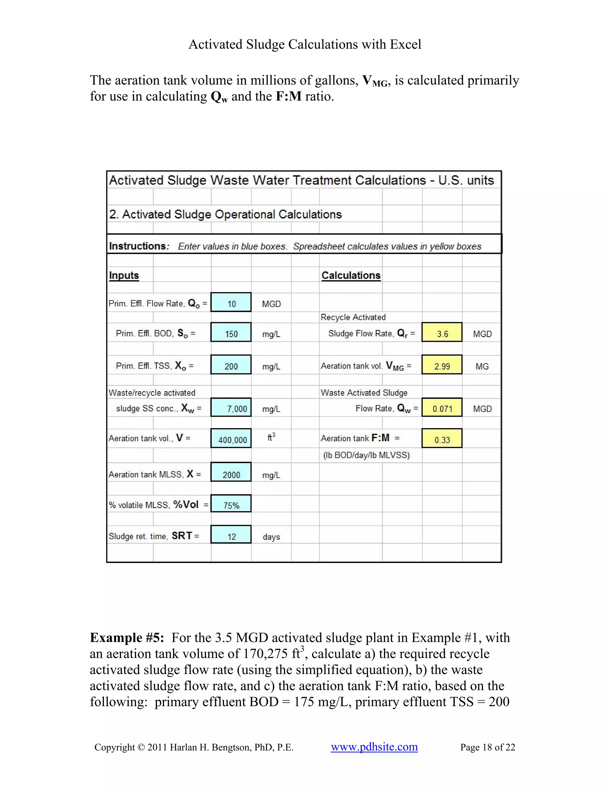 Activated sludge calculations with excel course | PDF