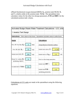 Activated sludge calculations with excel course | PDF
