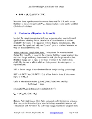 Activated sludge calculations with excel course | PDF