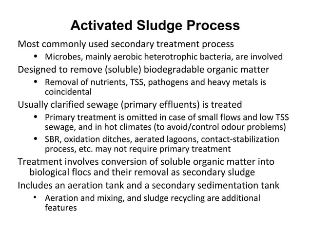 Activated sludge process | PPT | Chemistry | Science