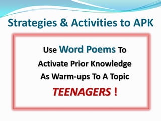 Activating Prior Knowledge: The First Step in Active Learning | PPTX