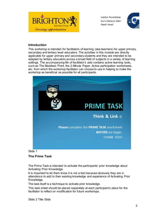 Activating Prior Knowledge Trainers Module | DOCX