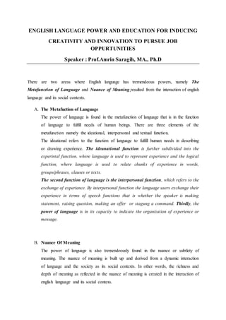 Activating the essence of curriculum on student’s english learning ...