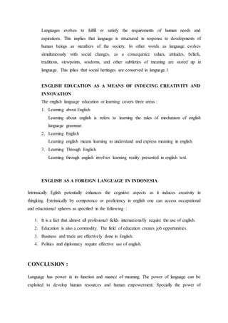 Activating the essence of curriculum on student’s english learning ...