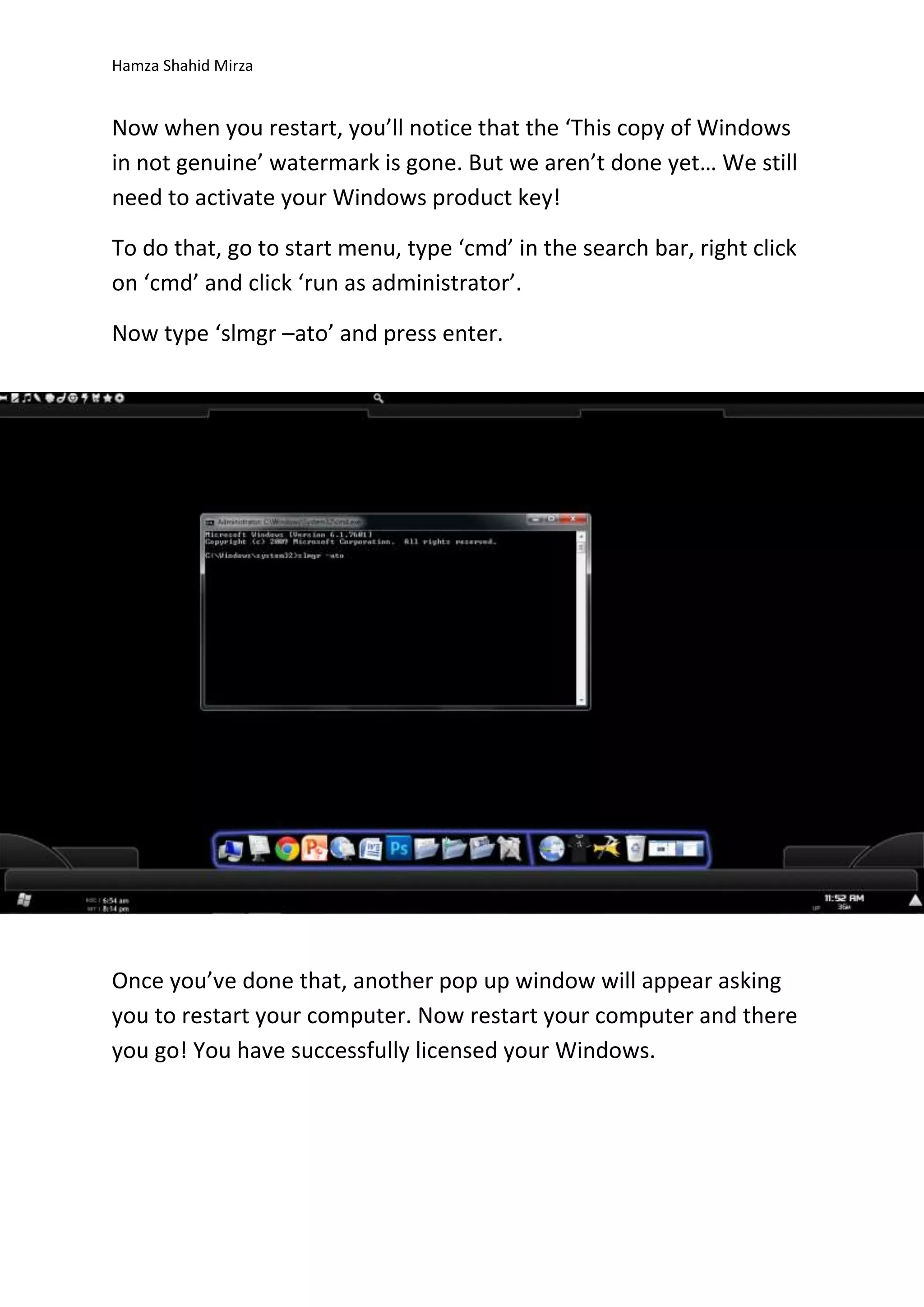 Activating windows 7 without actually buying the license key | PDF