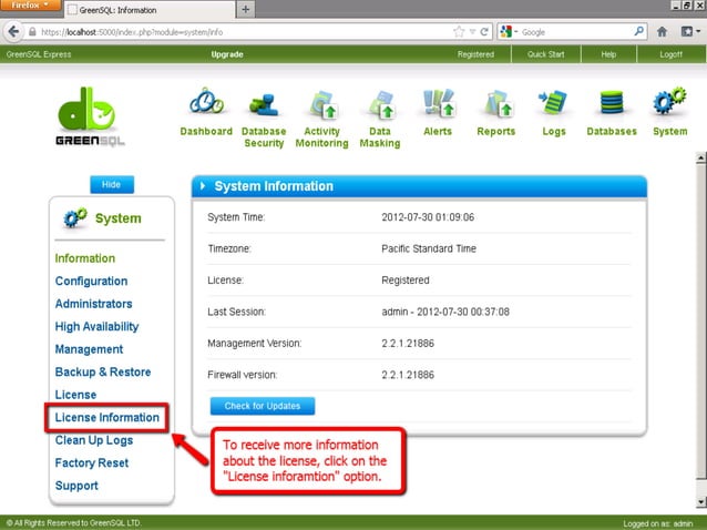 GreenSQL v2.2 Activation Tutorial | PDF