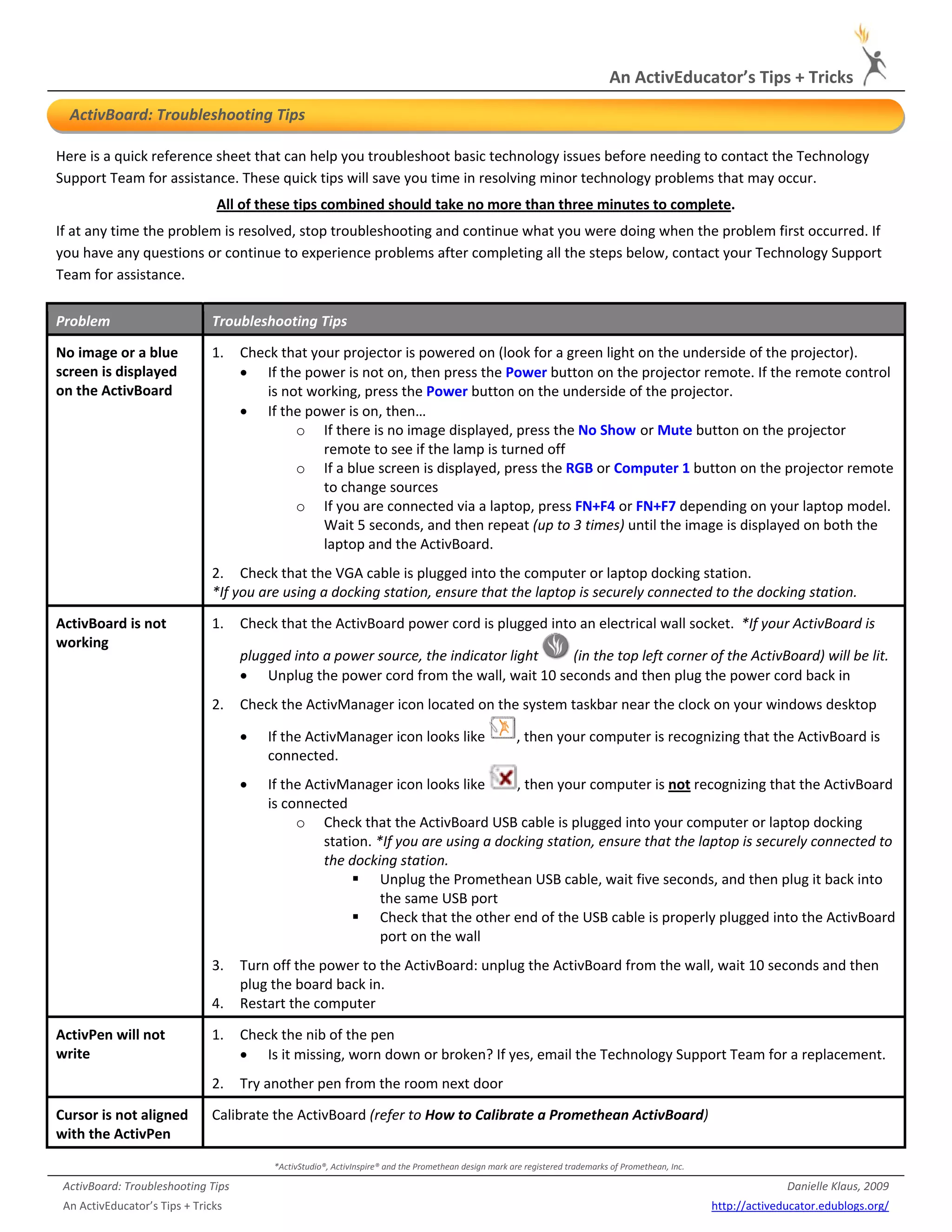 ActivBoard: Troubleshooting Tips | PDF