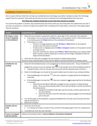 ActivBoard: Troubleshooting Tips | PDF