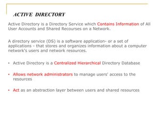 ACTIVE-DIRECTORY.ppt | Operating Systems | Computer Software and ...