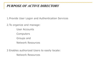 ACTIVE-DIRECTORY.ppt | Operating Systems | Computer Software and ...