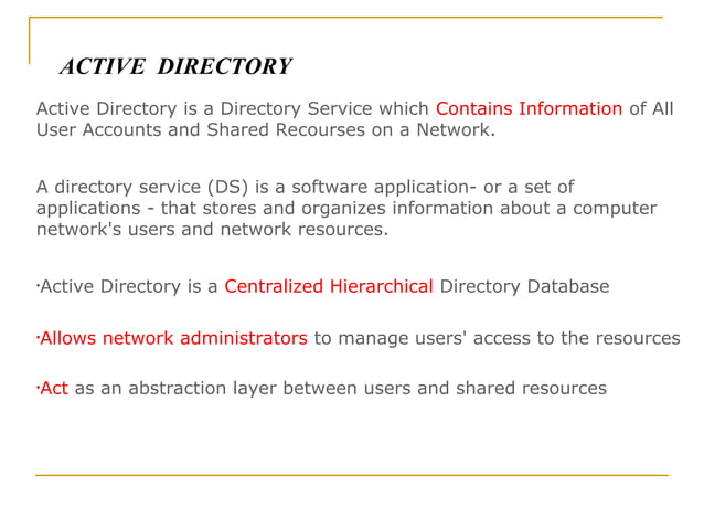 ACTIVE-DIRECTORY in system and network .ppt