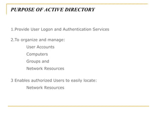 ACTIVE-DIRECTORY in system and network .ppt