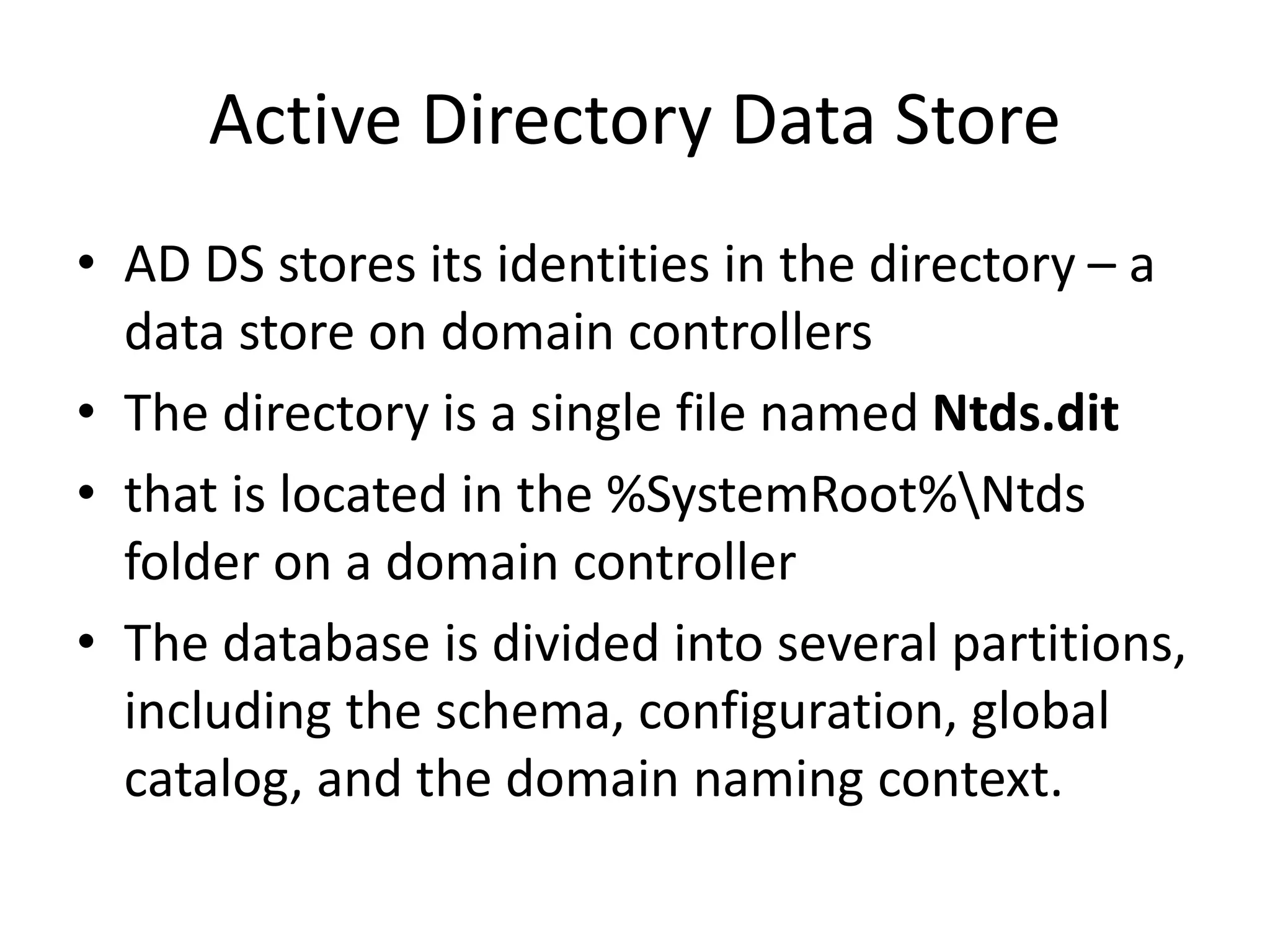 Active Directory Domain Servicespptx Operating Systems Computer Software And Applications