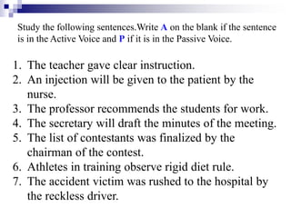 Powerpoint Presentation in English 6active and passive voice of the ...