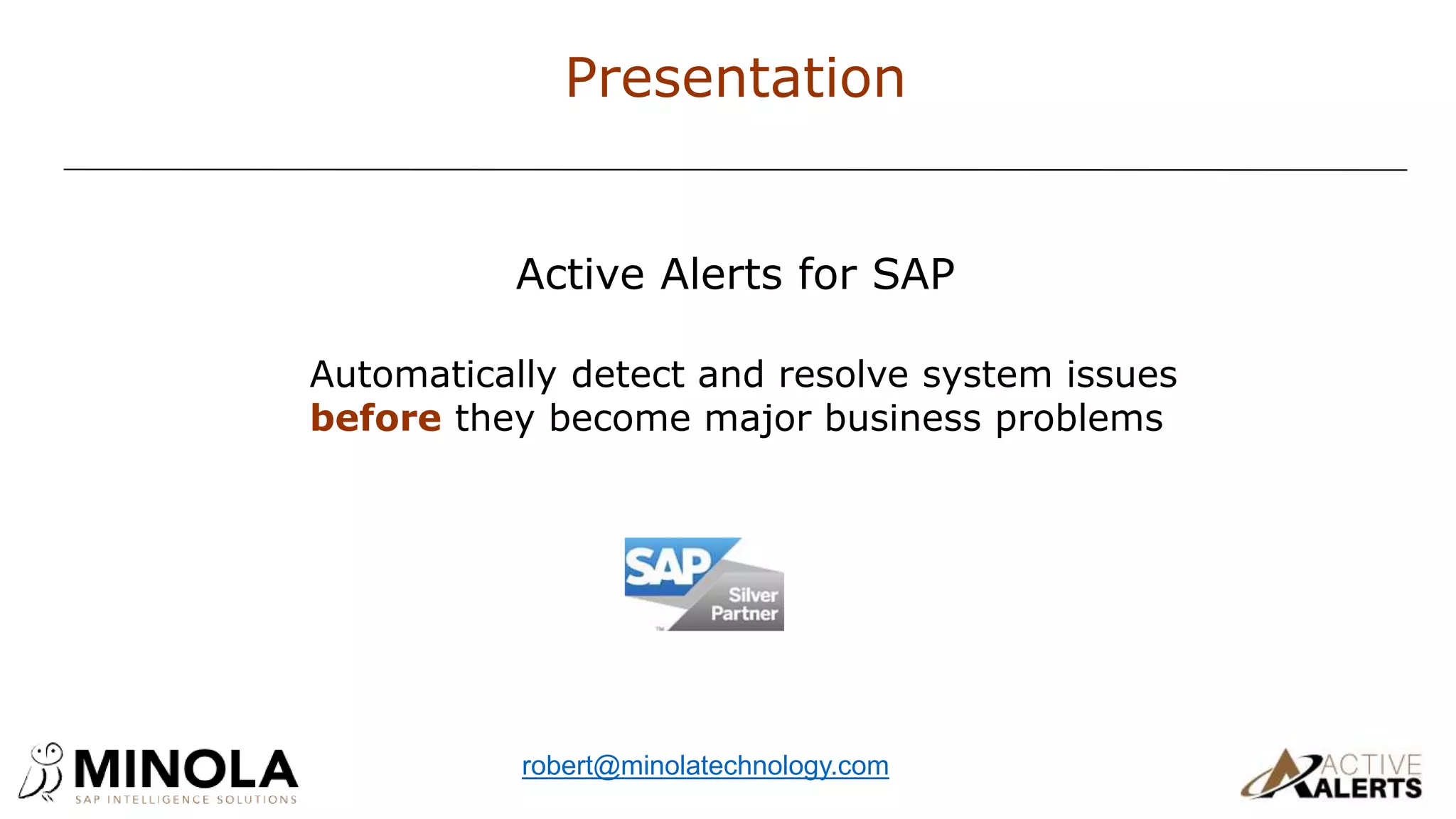 Active alerts - early warning on issues in SAP | PPTX