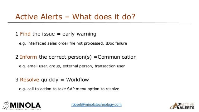 Active alerts - early warning on issues in SAP