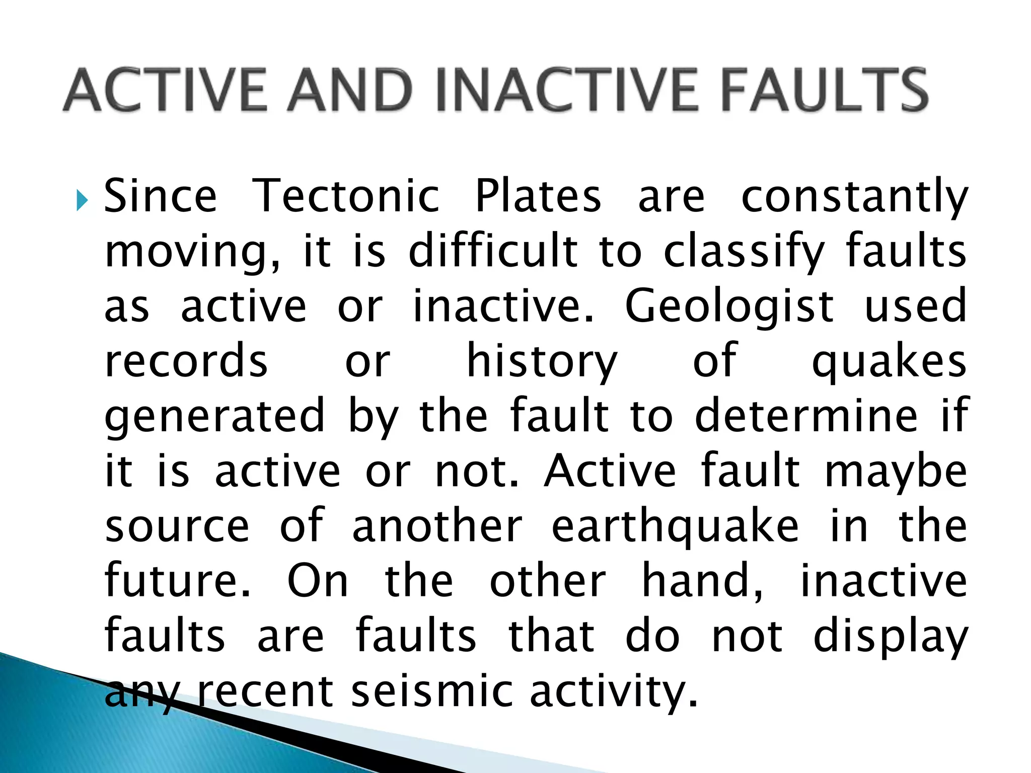 Active and inactive faults | PPTX