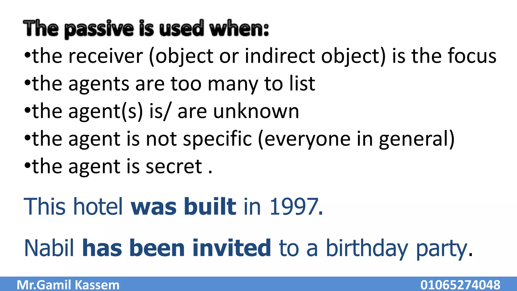 the passive voice secondary stage | PPT
