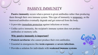 active and passive immunity and the mechanism of action | PPTX