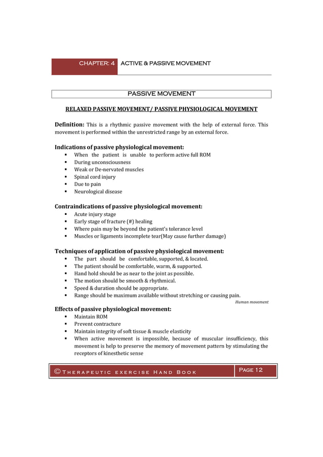 Active and passive movement | PDF | Physical Therapy | Wellness