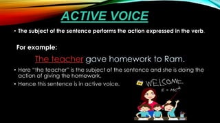 ACTIVE AND PASSIVE VOICE - ENGLISH GRAMMAR | PPTX