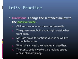English 9 Active and Passive Voice a powerpoint presentation. | PPTX