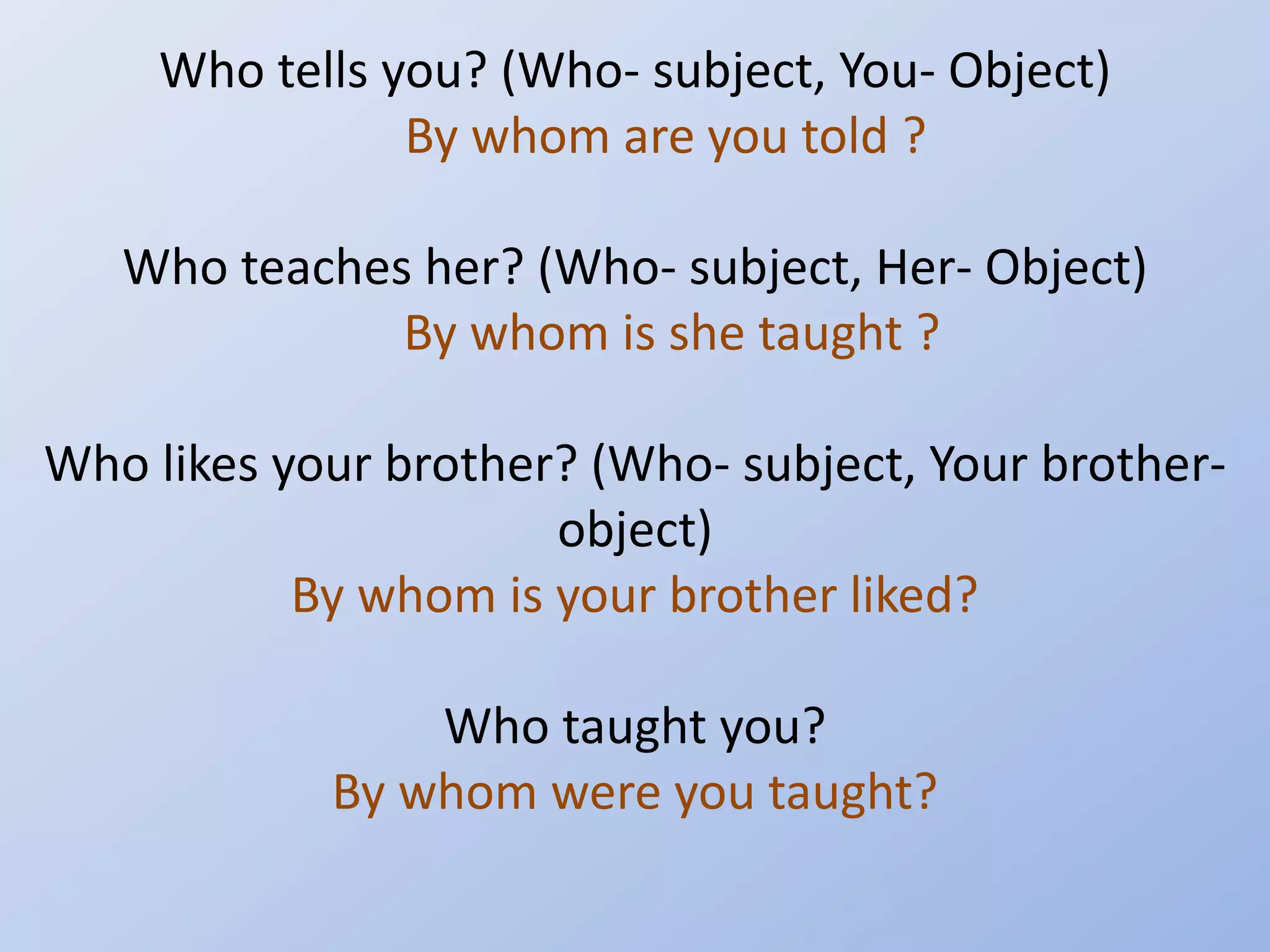Active and passive voice( Interrogative Sentence) | PPTX