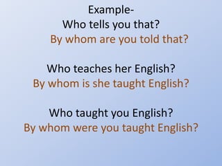 Active and passive voice( Interrogative Sentence) | PPTX