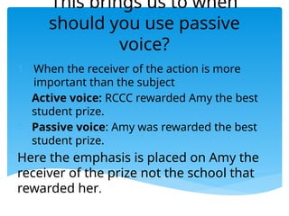 Active and Passive Voise Use for speakers of Spanish | PPT