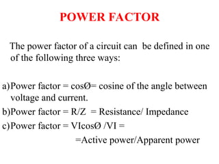 Active and reactive power and its equations | PPT