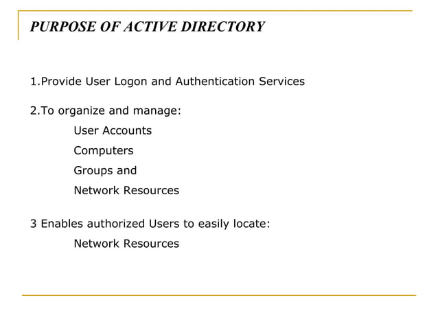 Active directory | PPT | Internet | Computing