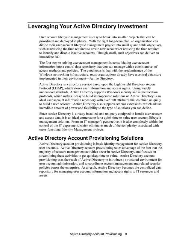 Active directoryaccountprovisioningwp | PDF